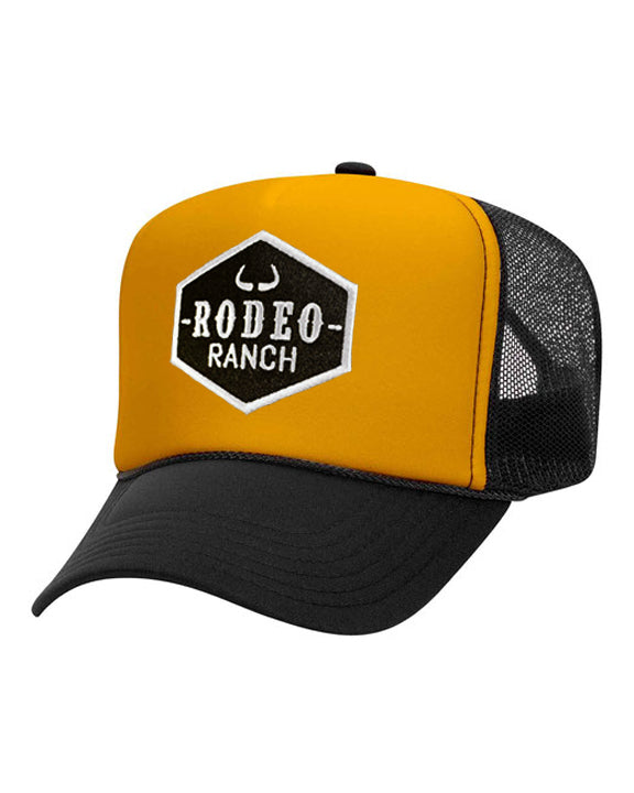 Rodeo Ranch Classic Logo Foam Front Trucker Hat - Gold and Black ...